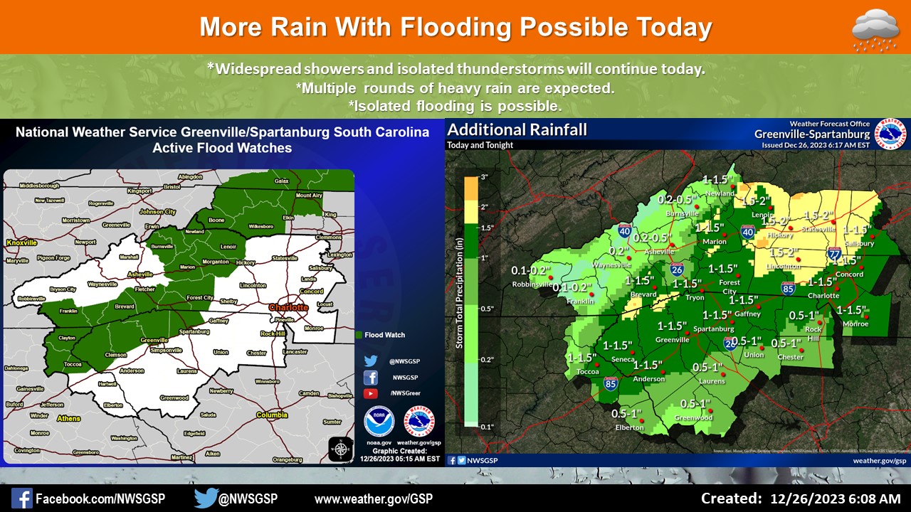 Flood Watch Issued For The Charlotte Region Today Into Wednesday